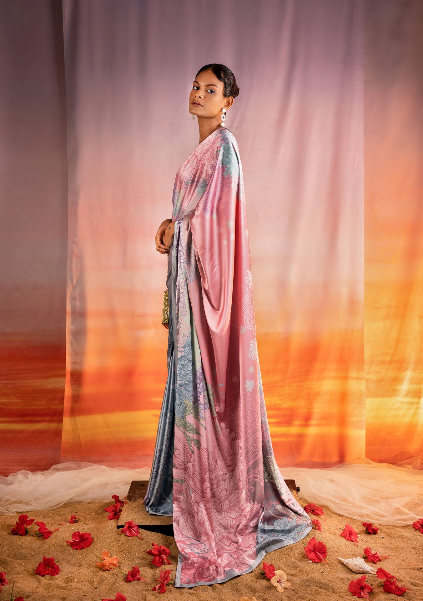 Vibrant Chrysanthemum Saree – Tharshana - Online Design Store